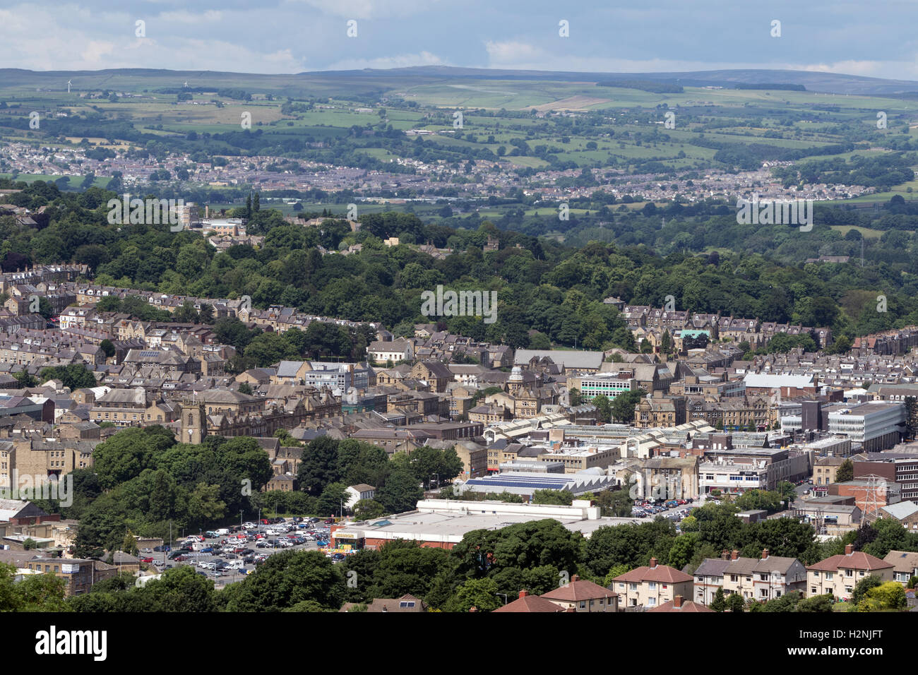 A view of Keighley, in West Yorkshire, with the smaller town of Silsden ...