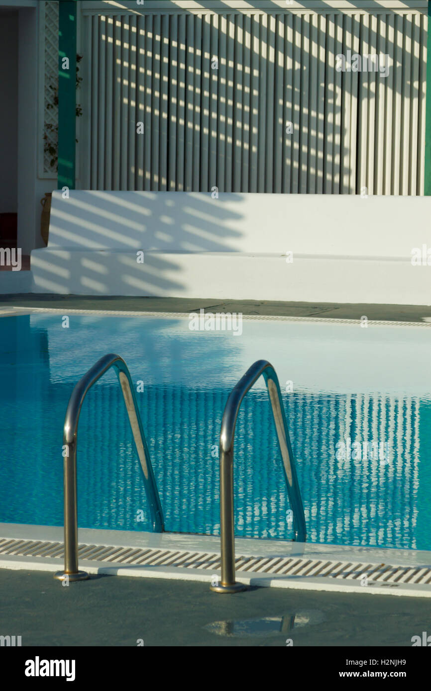 Private swimming pool in Santorini Stock Photo - Alamy