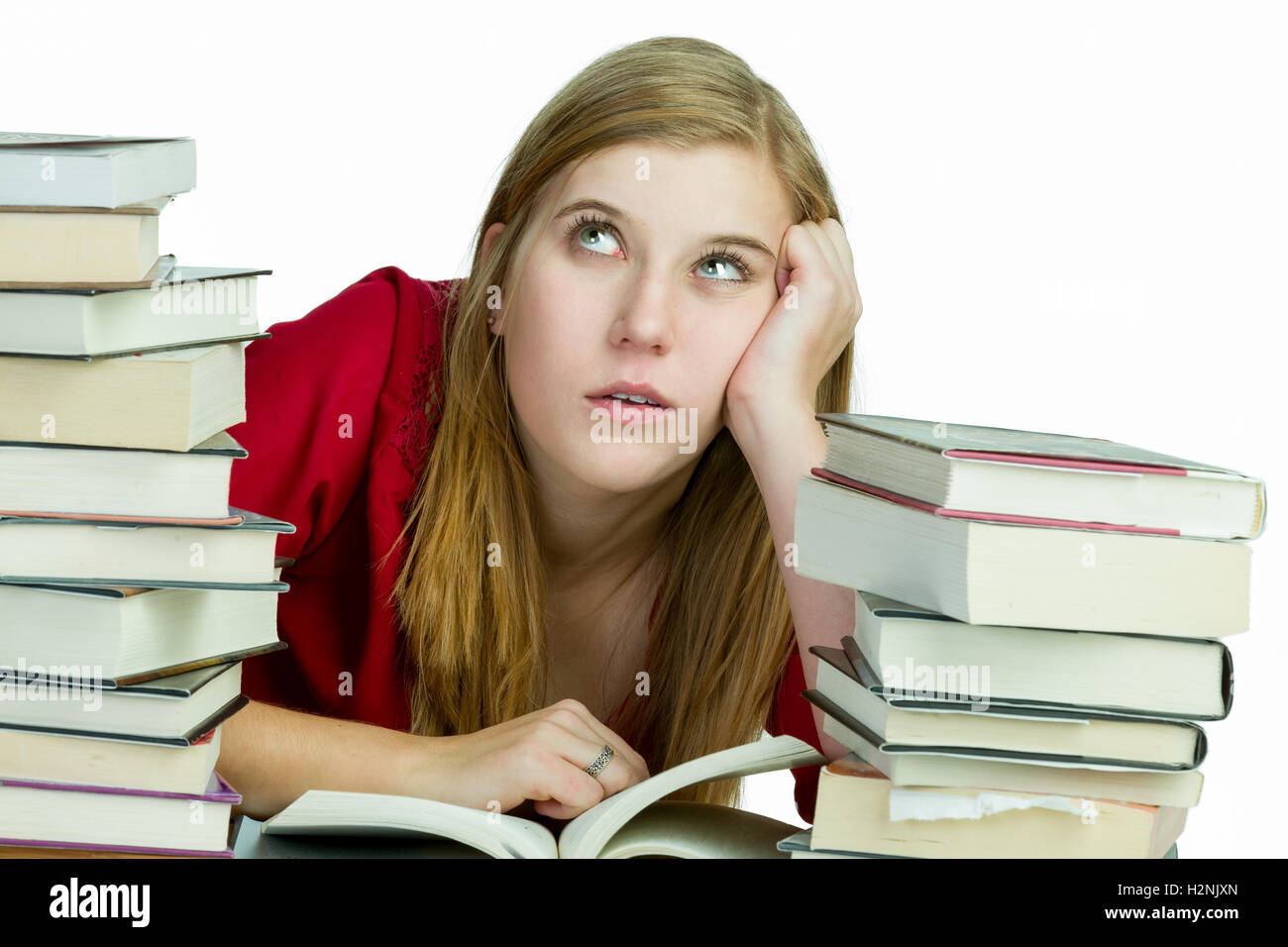 Bored woman studying desk hi-res stock photography and images - Alamy