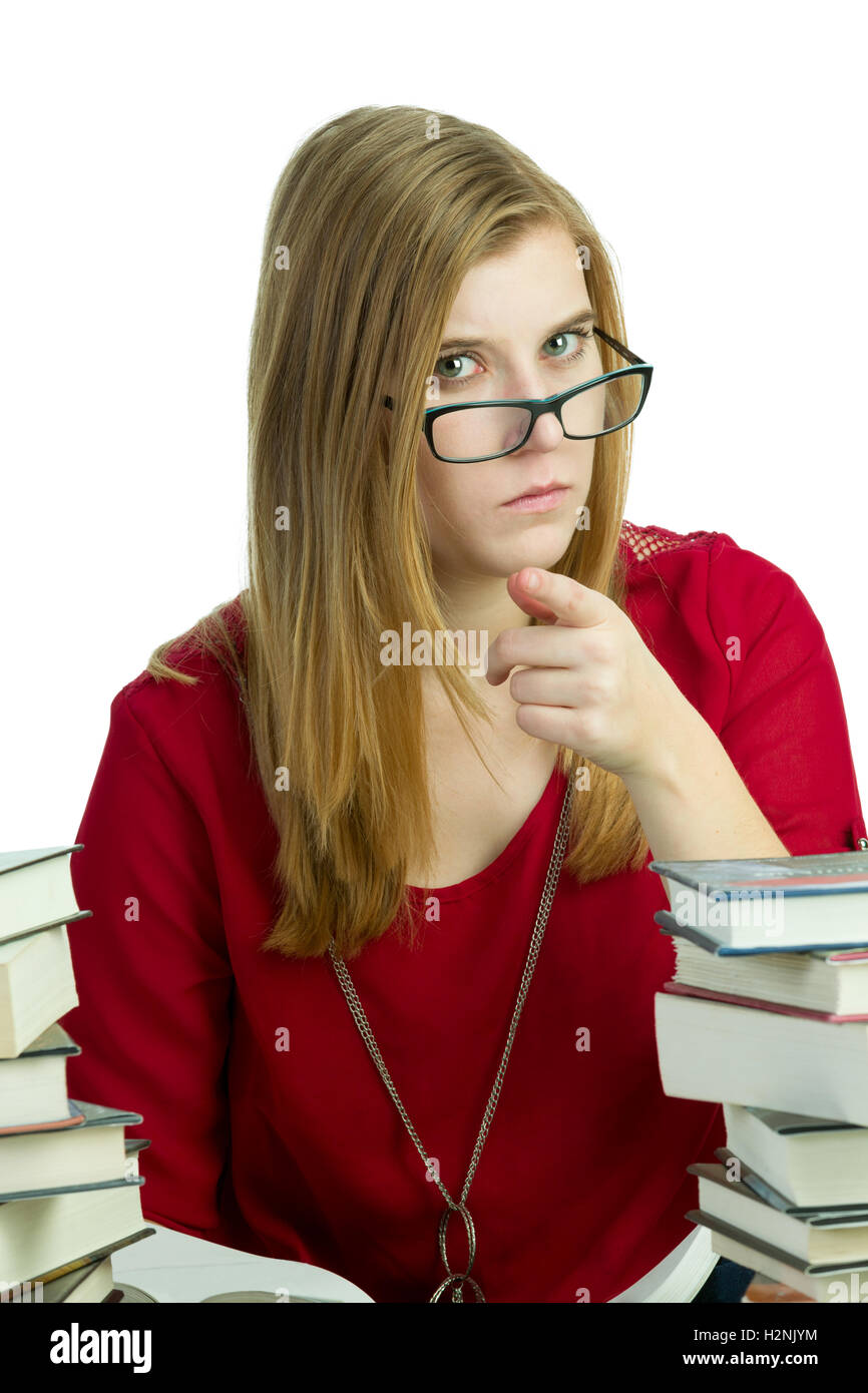 Young student studying with books hi-res stock photography and images ...