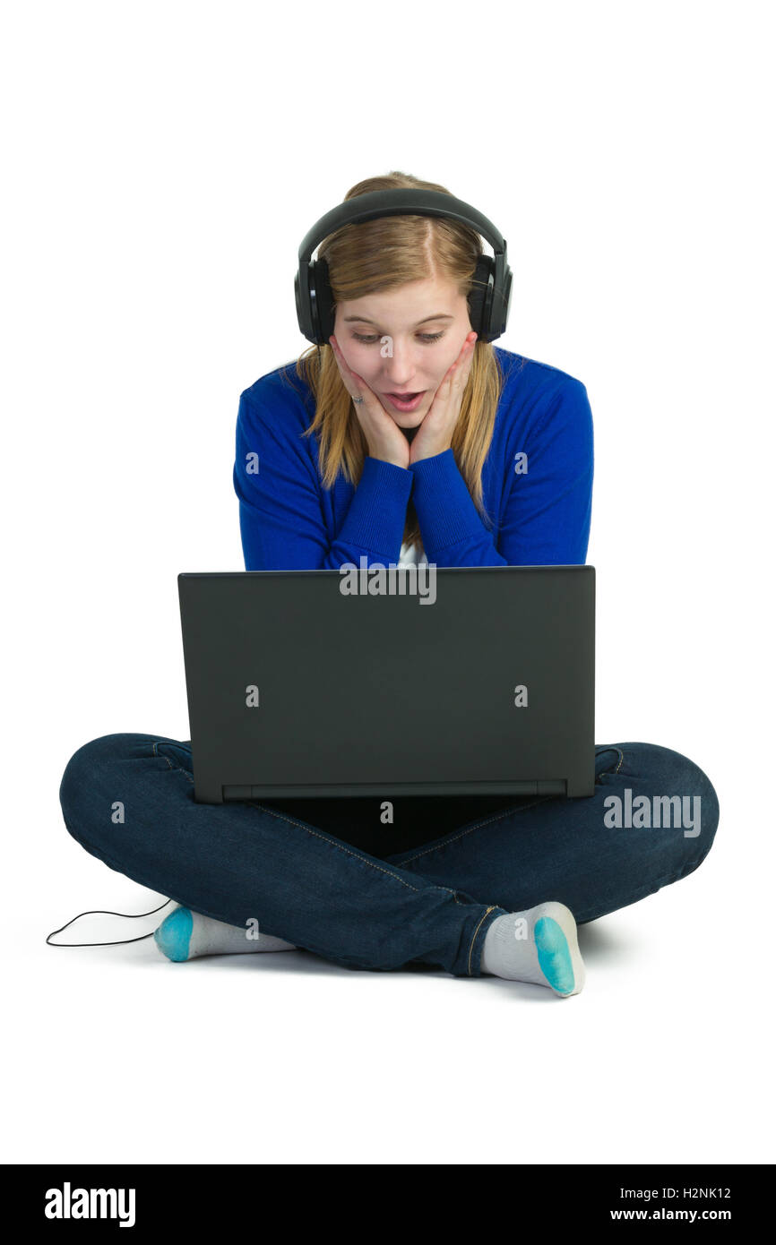 Beautiful woman model headphones Cut Out Stock Images & Pictures - Alamy