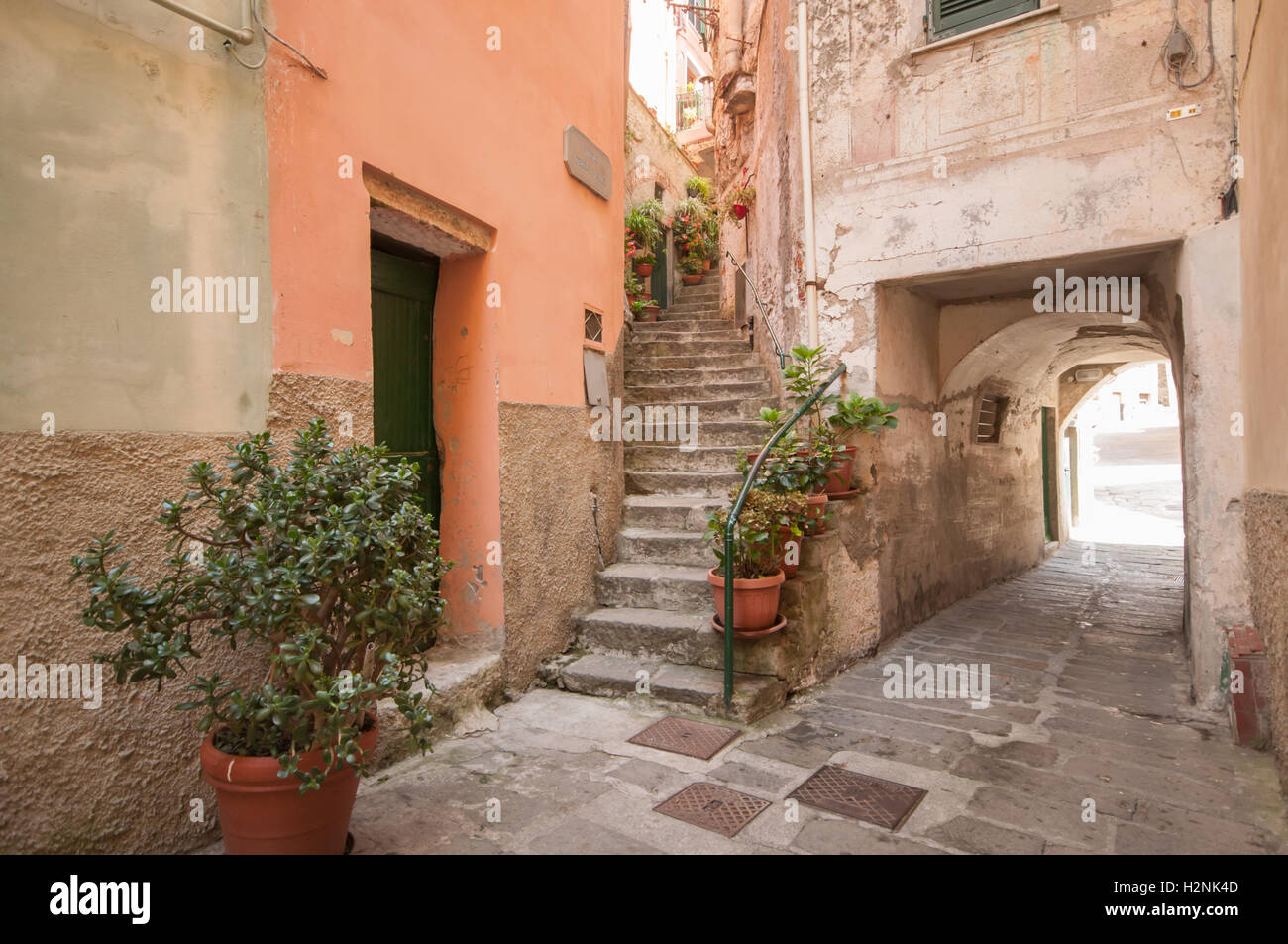 An example of the narrow walkways that are typical of Mediterranean ...