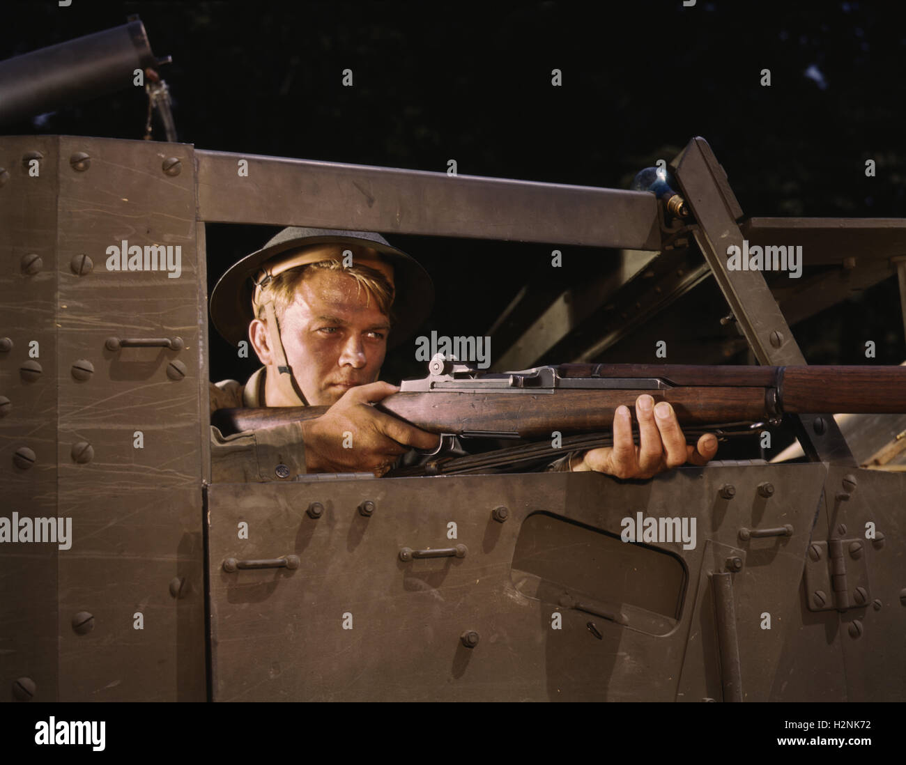 Halftrack Infantryman with Garland Rifle in Training, Fort Knox ...