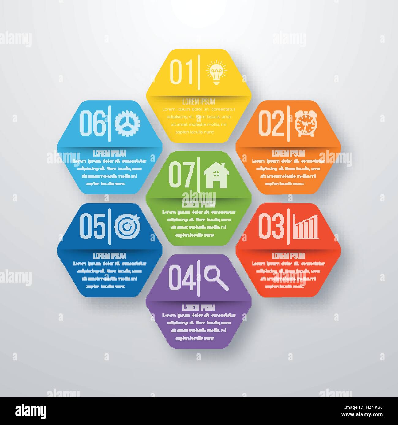 Vector illustration infographics seven hexagons Stock Vector Image ...