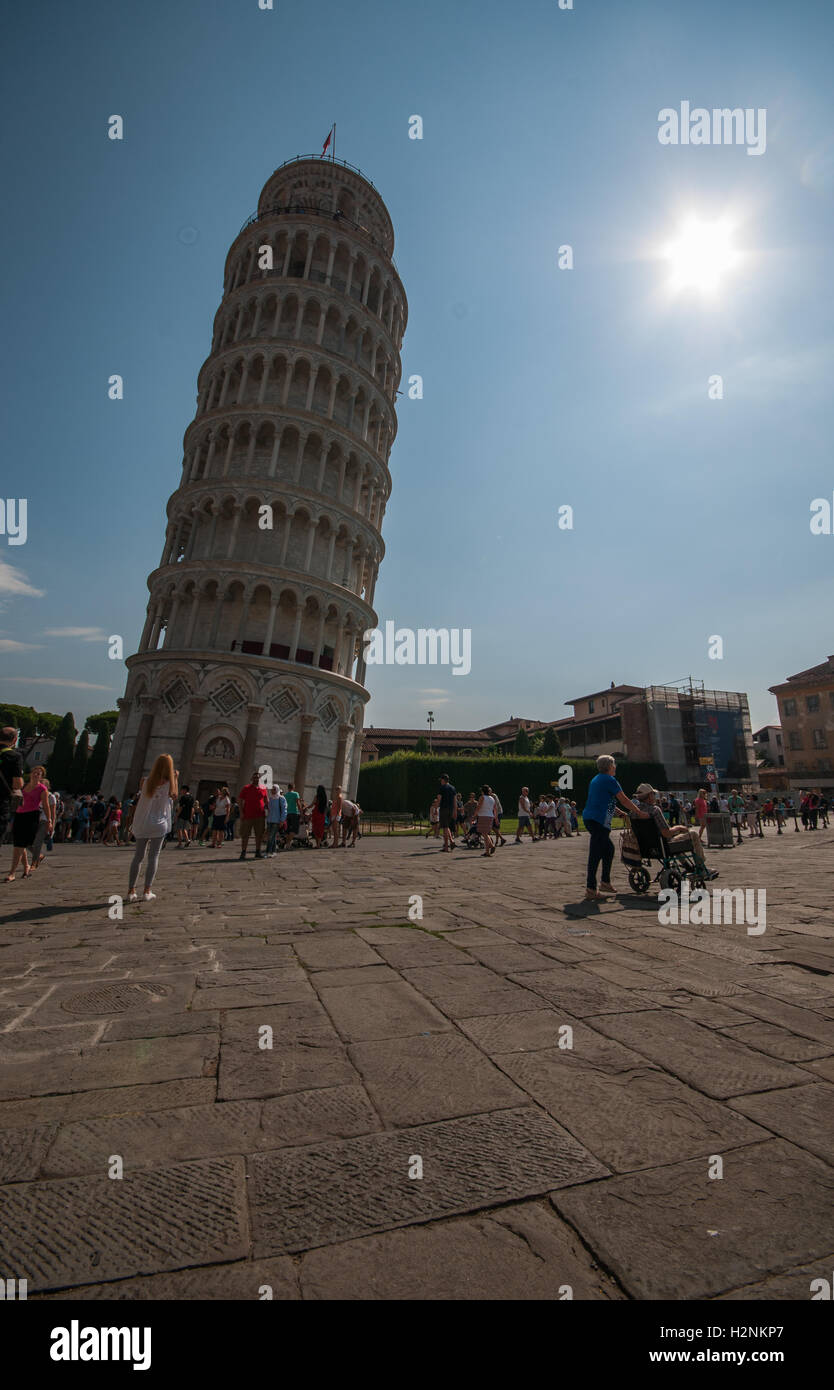 The leaning tower of Pisa, a common tourist attraction, Pisa, Italy ...