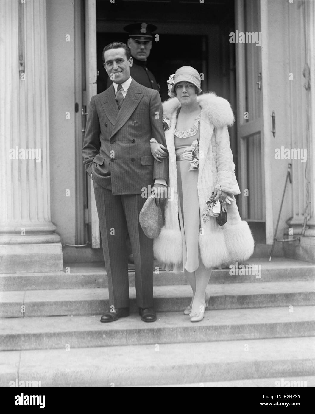 Actor Harold Lloyd and wife, Actress Mildred Davis, Portrait at White ...