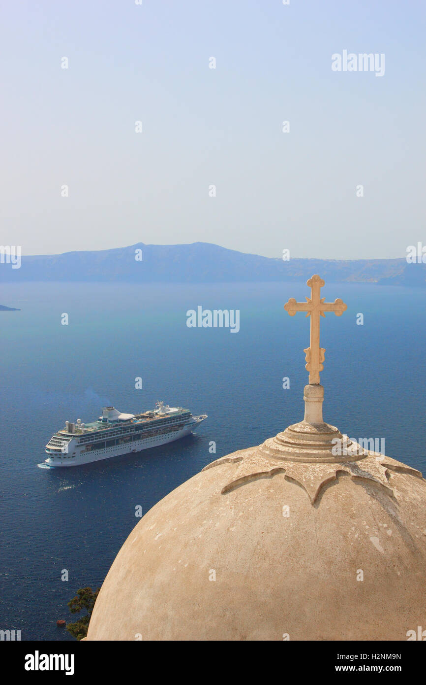 Oia castle at sunrise - Santorini island Greece Stock Photo - Alamy