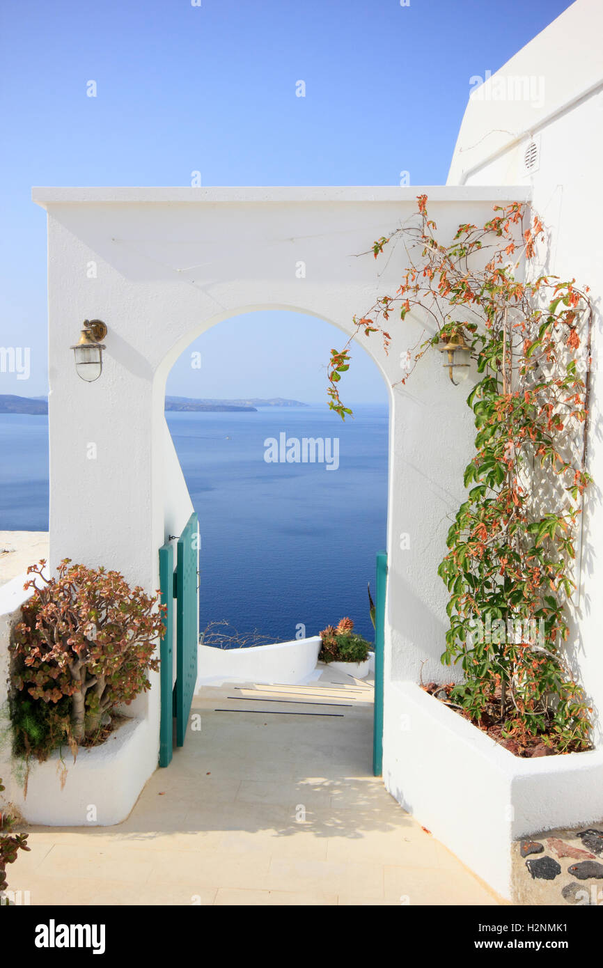Gate to the sea - Santorini island Stock Photo - Alamy