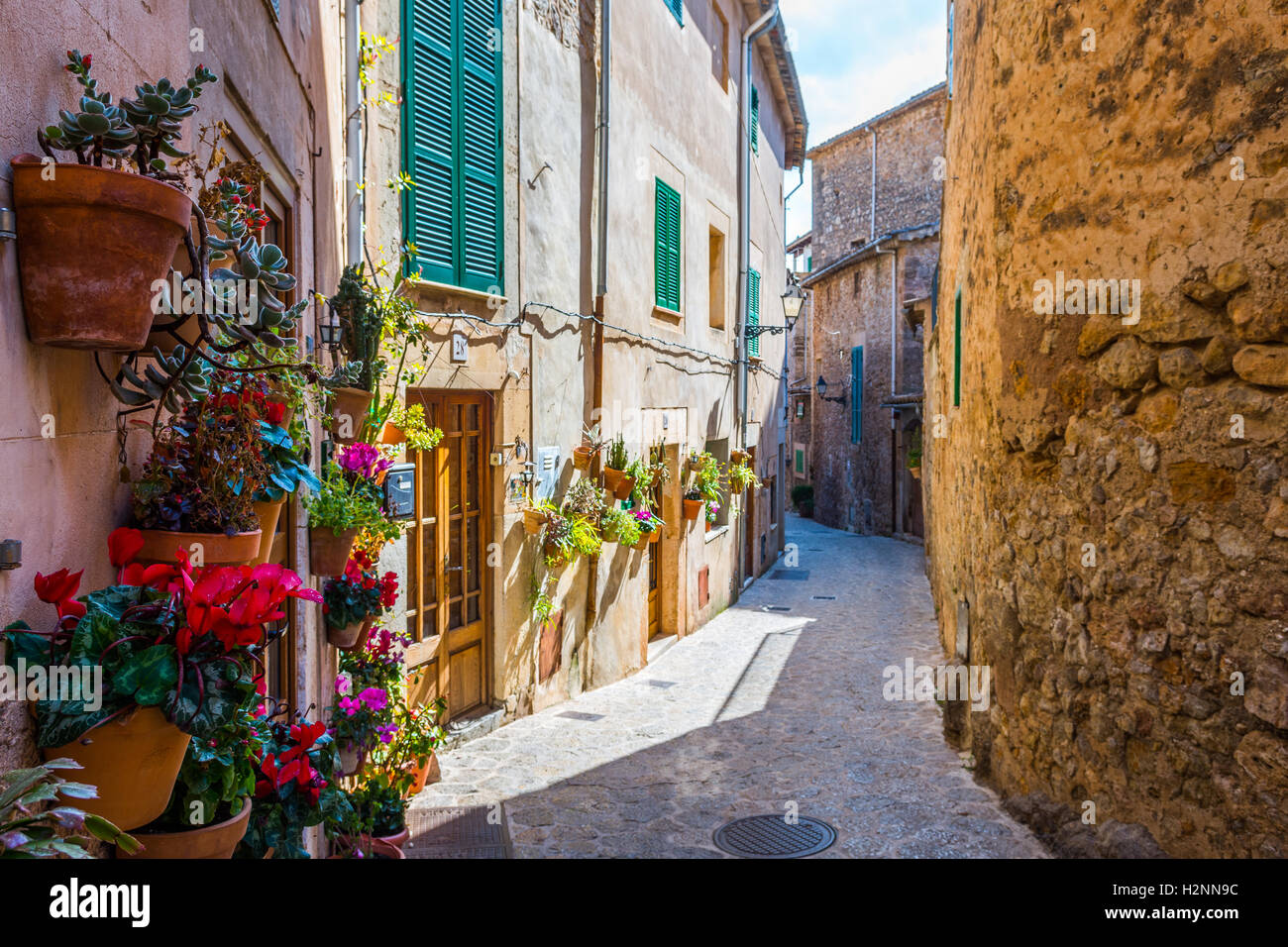 Plant Street in Valldemossa, Majorca Stock Photo - Alamy