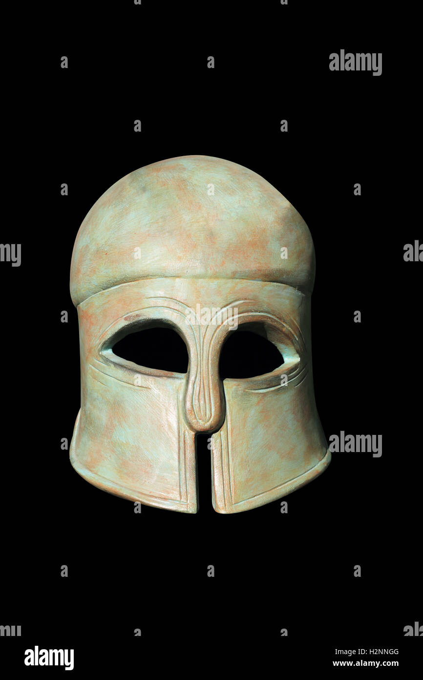 Ancient Greek Helmet over black background Stock Photo - Alamy