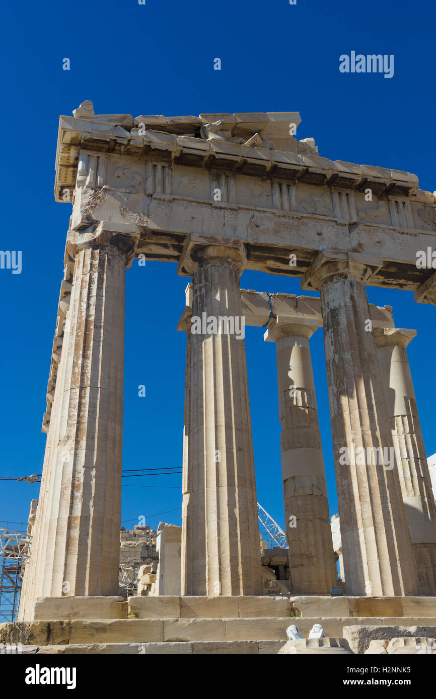 Parthenon temple in Acropolis at Athens, Greece - travel background Stock Photo - Alamy