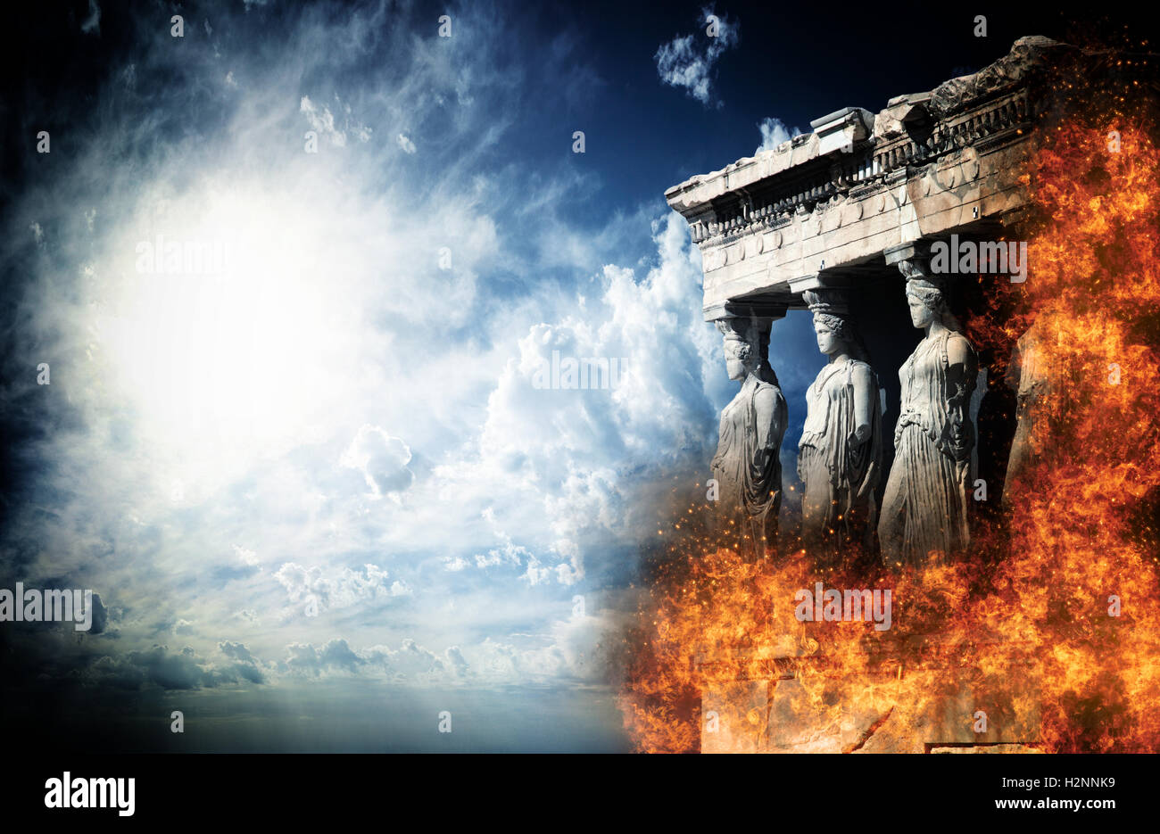 Acropolis on fire Athens Greece Stock Photo - Alamy