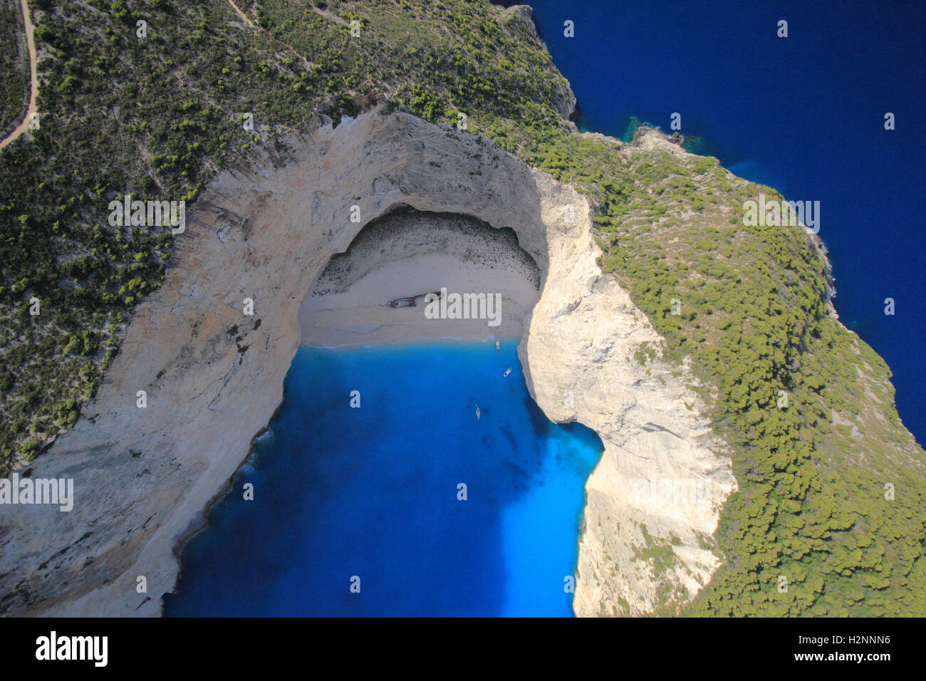 Aerial view on Zakynthos island Greece - The famous Shipwreck beach ...