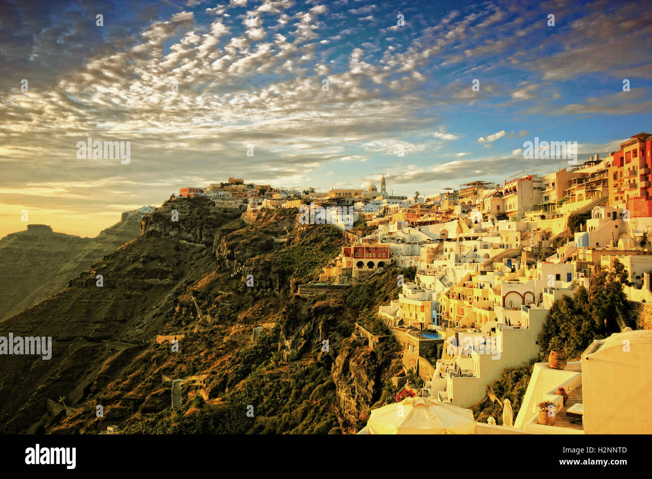 view of Fira town - Santorini Greece Stock Photo - Alamy