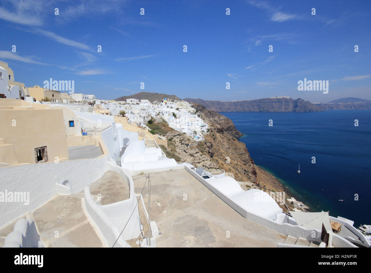 view of Fira town - Santorini island Greece Stock Photo - Alamy
