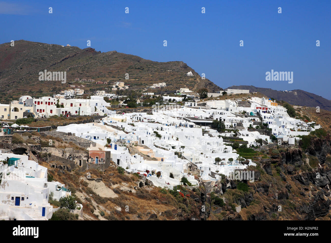 view of Fira town - Santorini island Greece Stock Photo - Alamy