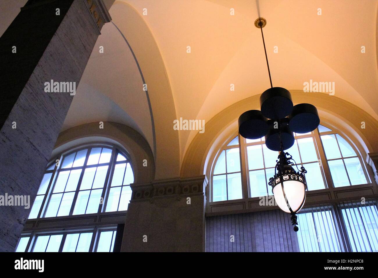 arched ceiling detail and windows vintage bank building Hammond Indiana ...