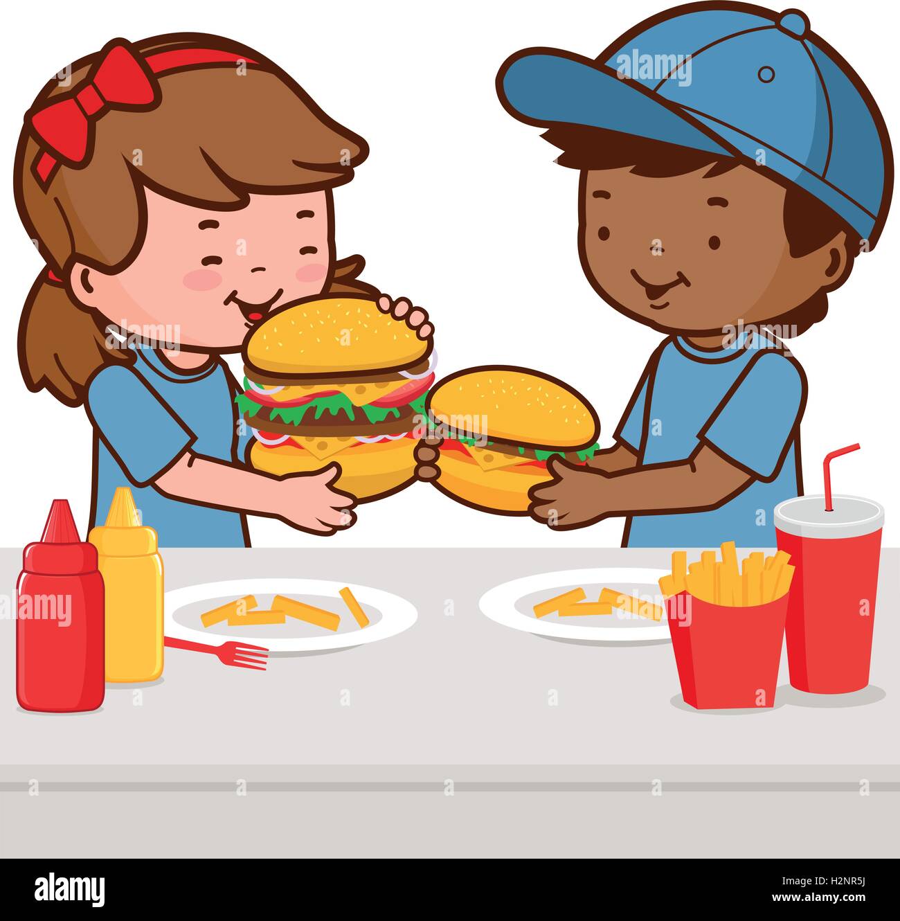 African american girl restaurant Stock Vector Images - Alamy