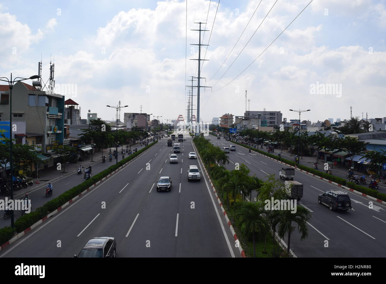 aerial view city street with many vehicle in vietnam Stock Photo - Alamy
