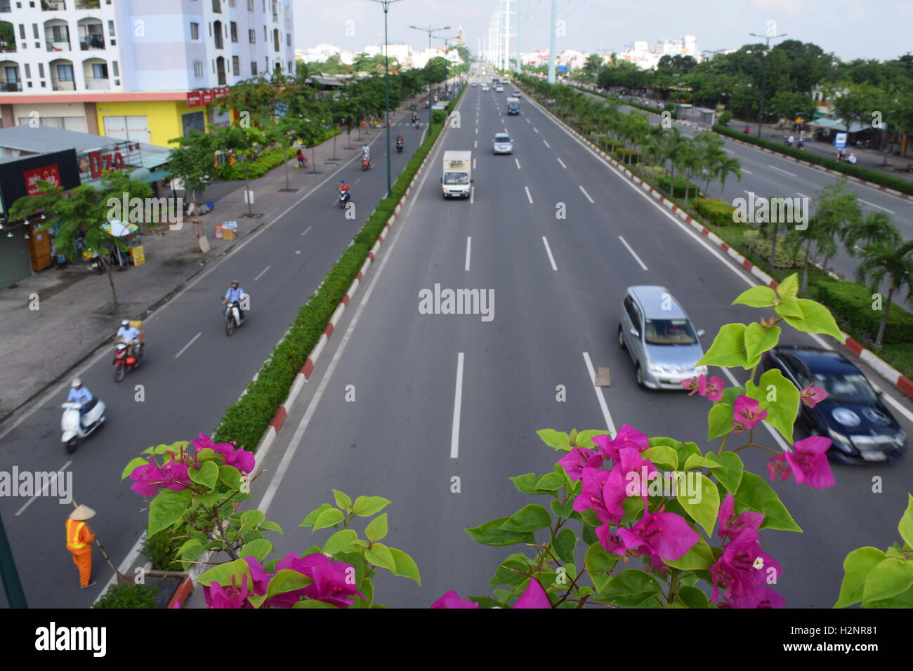 aerial view city street with many vehicle in vietnam Stock Photo - Alamy