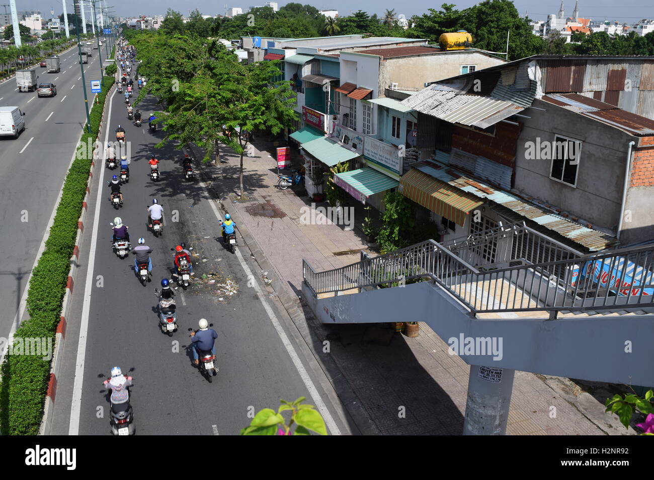 aerial view city street with many vehicle in vietnam Stock Photo - Alamy
