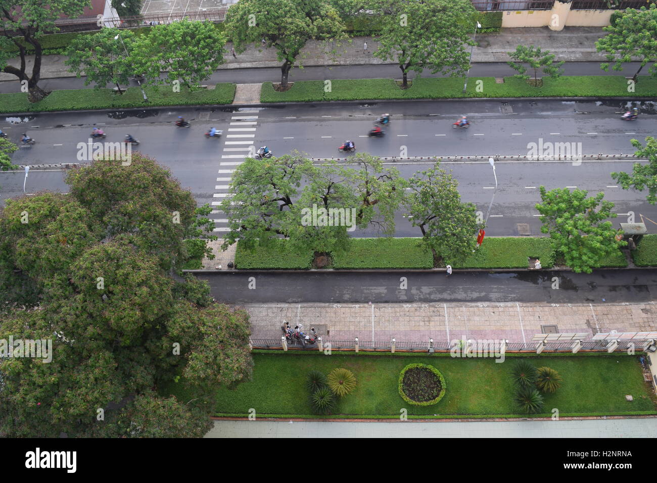 aerial view city street with many vehicle in vietnam Stock Photo - Alamy
