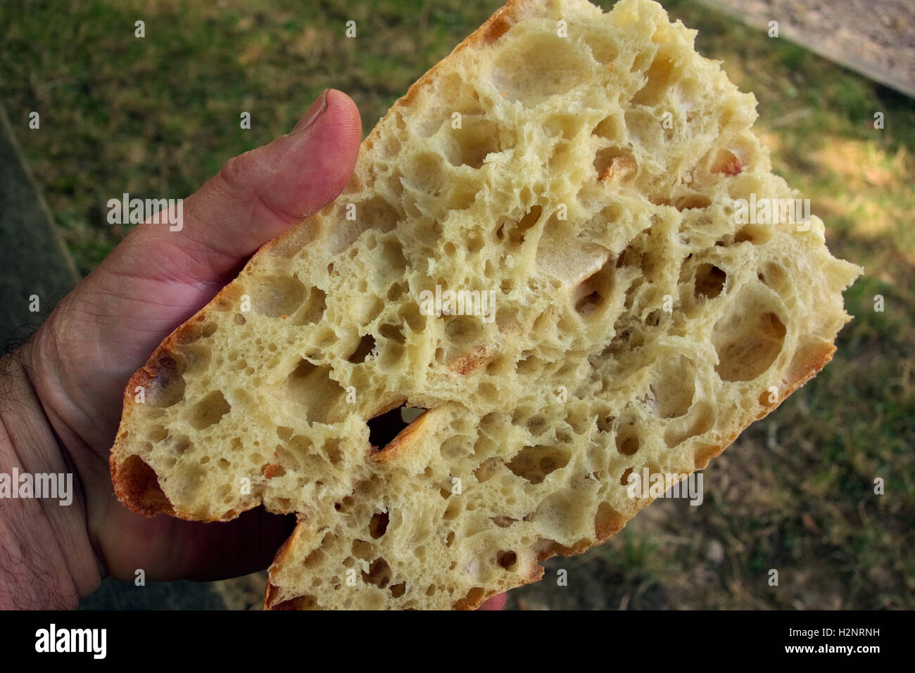 Proper French 'Pain Tradition' with a structure of large holes Stock ...
