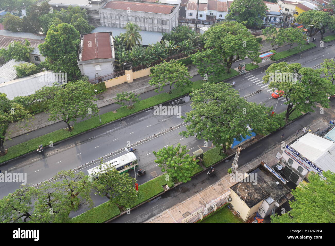 aerial view city street with many vehicle in vietnam Stock Photo - Alamy