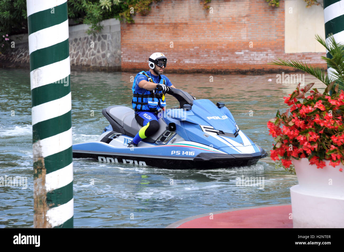 Police presence on the Lido di Venezia for the 73rd Venice Film ...