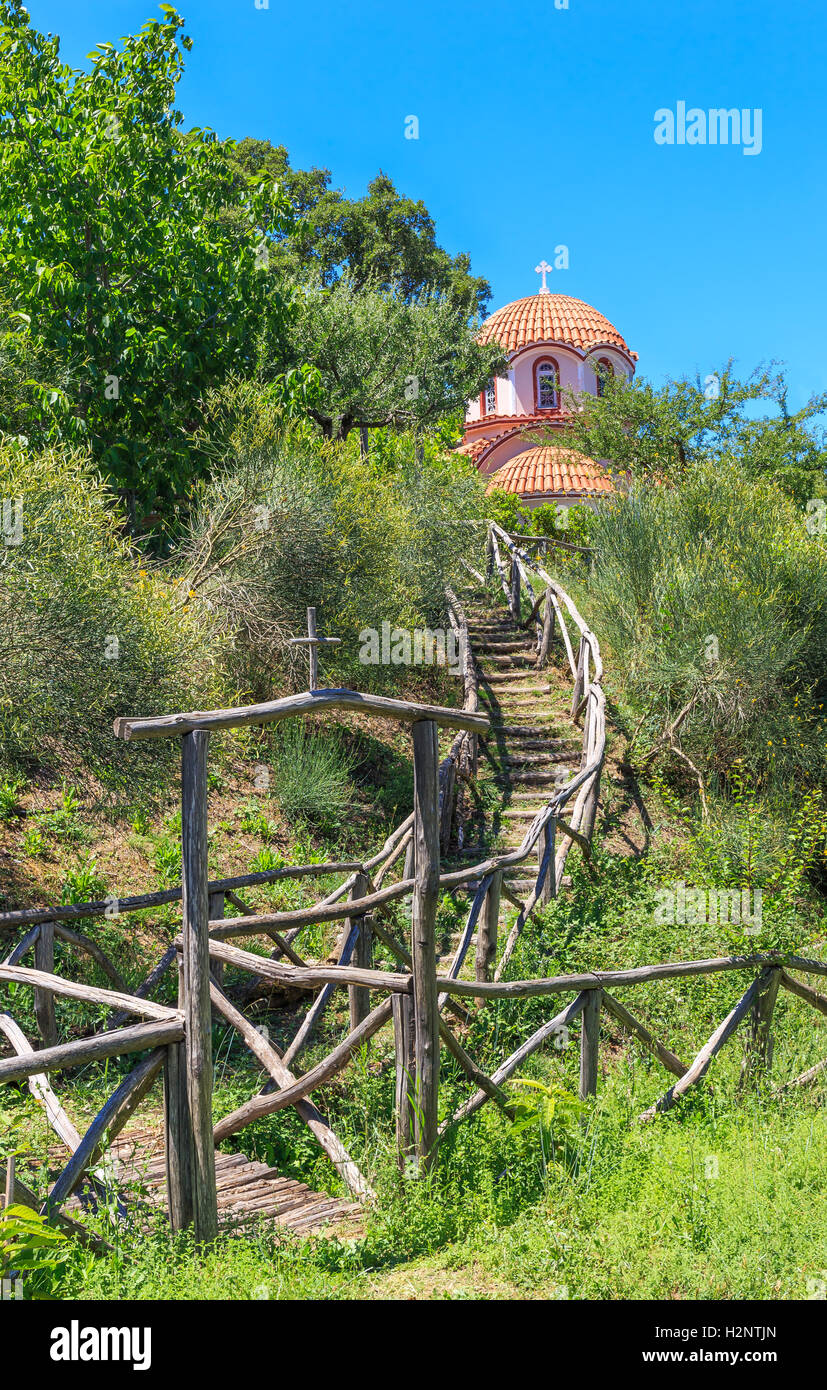 wooden path to the old orthodox church Stock Photo - Alamy