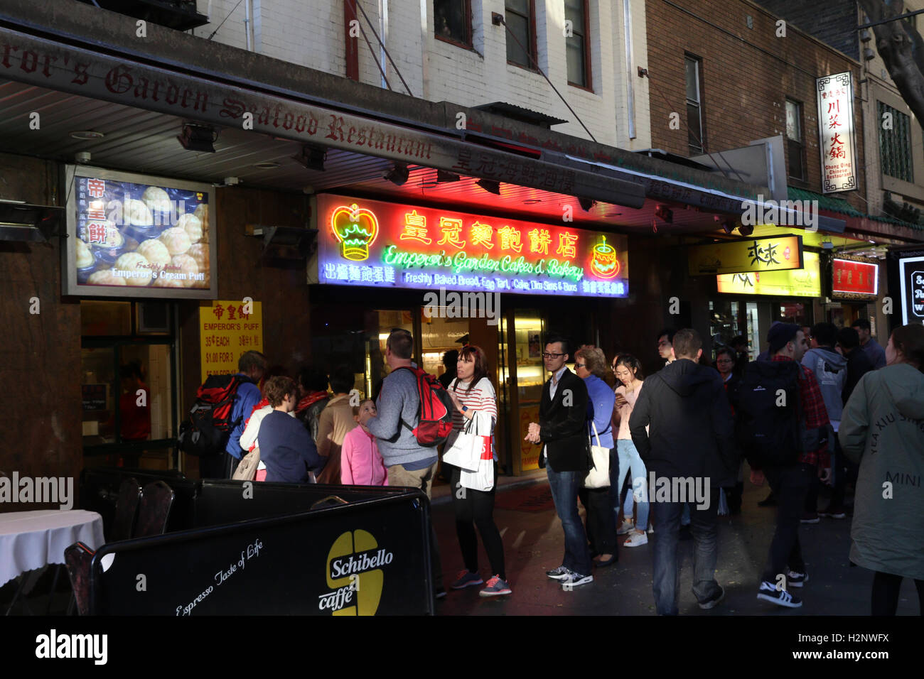 The queue (line) for Emperor’s puffs outside Emperor’s Garden Cakes ...