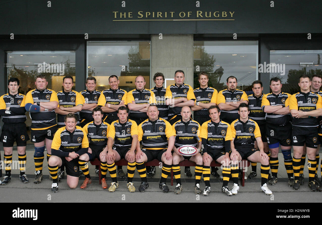 Bllericay players and staff line up for a pre-match team picture ...