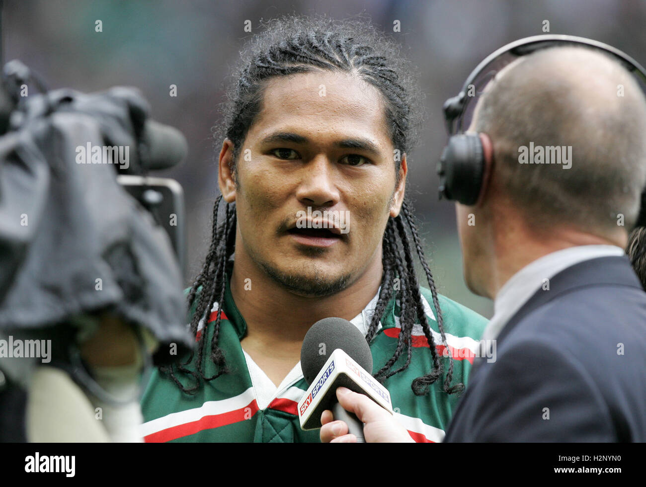 Leicester hero Alesana Tuilagi is interviewed after the match ...
