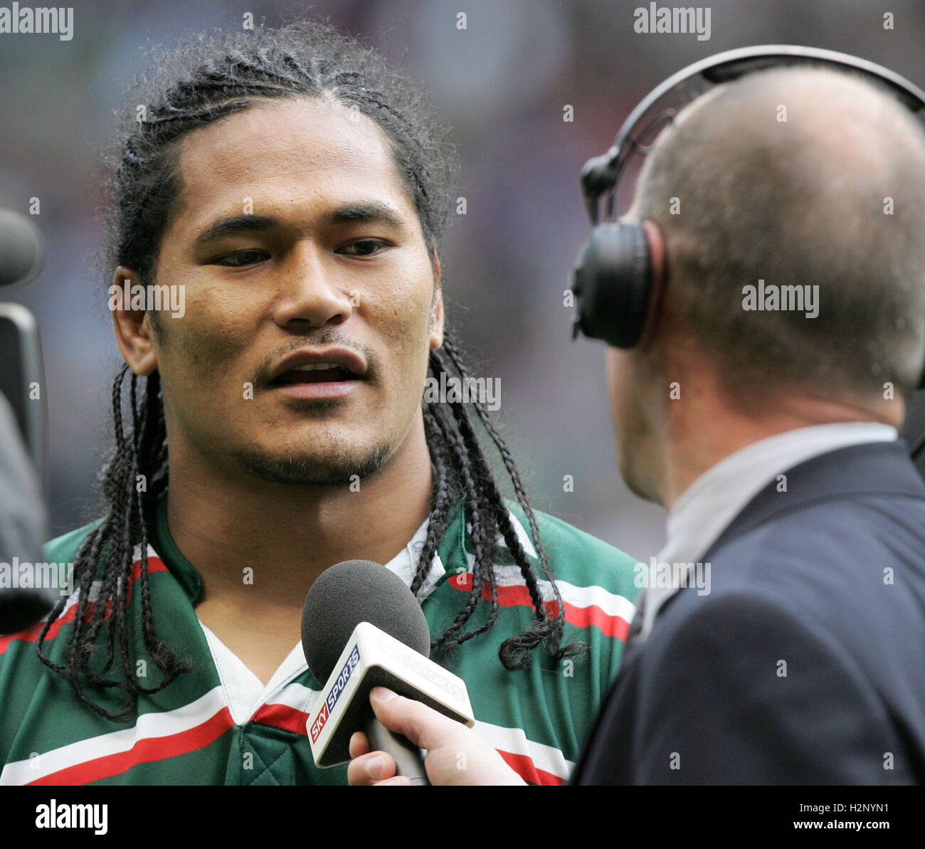 Leicester hero Alesana Tuilagi is interviewed after the match ...