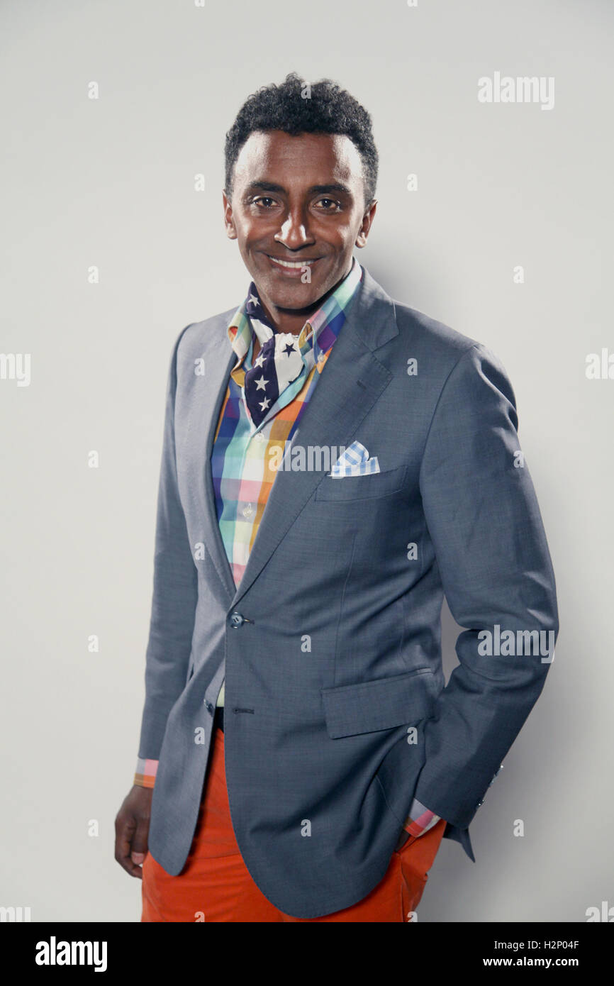 MARCUS SAMUELSSON Chef at the restaurant Aquavite Stock Photo - Alamy