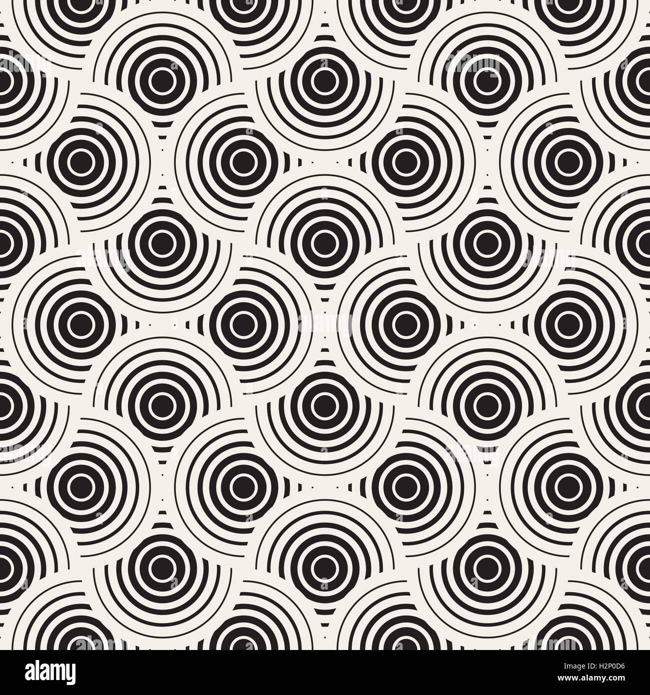 Vector Seamless Black and White Circle Lines Grid Pattern Stock Vector ...