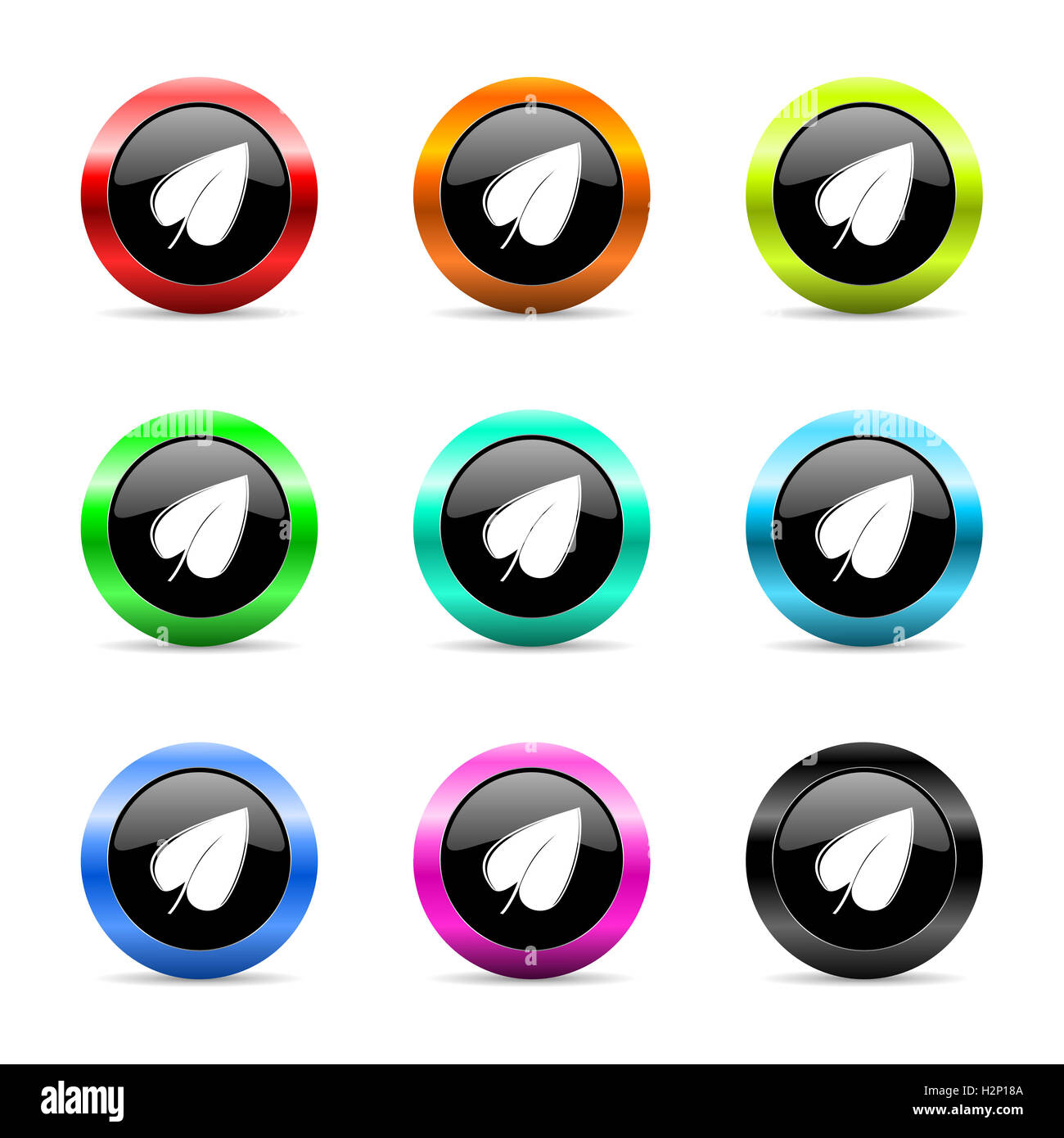 leaf web icons set Stock Photo - Alamy