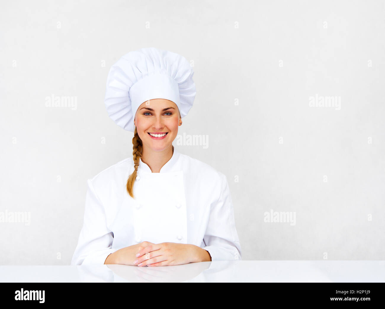 Chef woman. Isolated over white background Stock Photo - Alamy