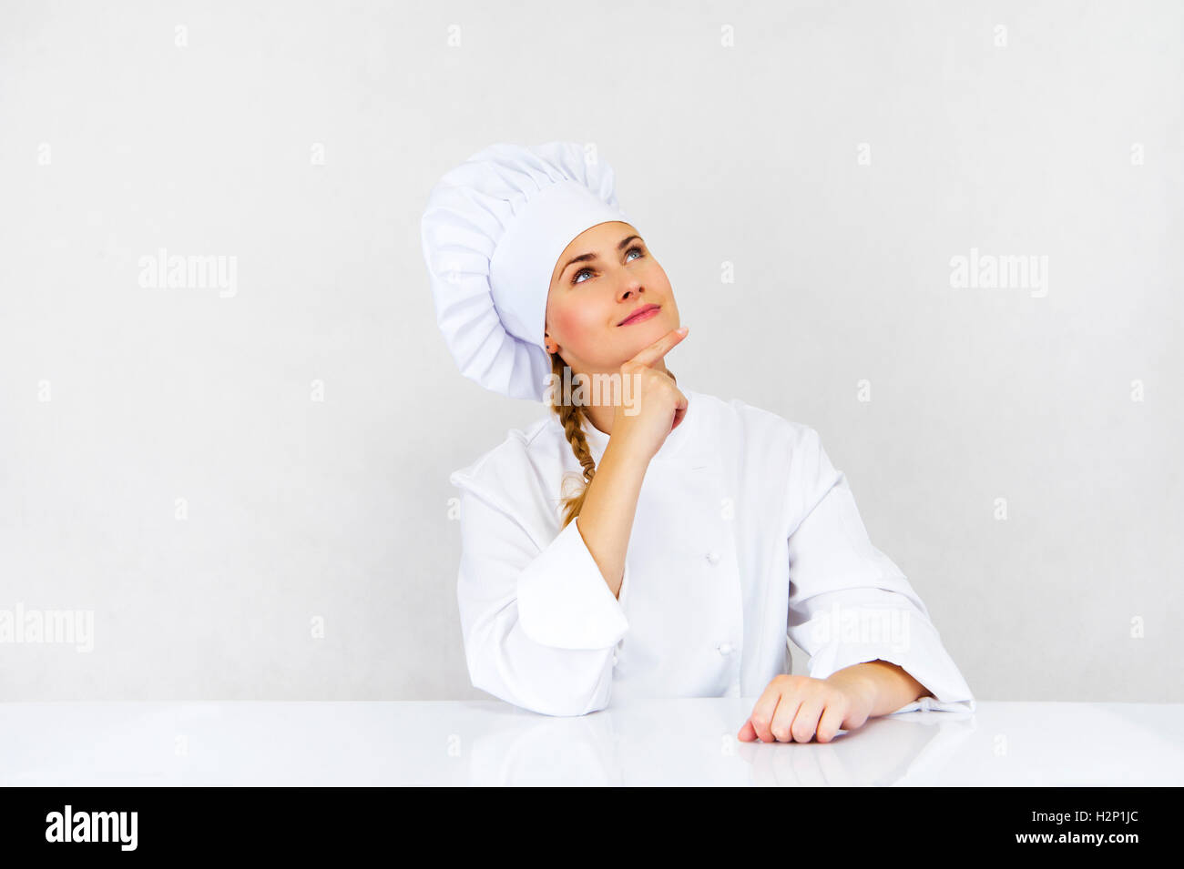 Chef woman. Isolated over white background Stock Photo - Alamy