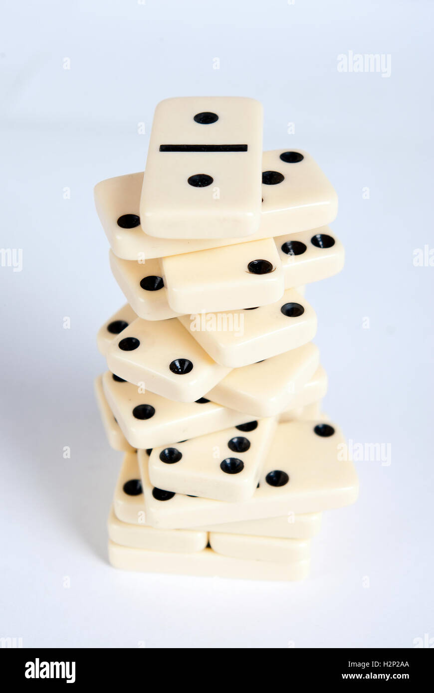domino cubes pile on white background Stock Photo - Alamy