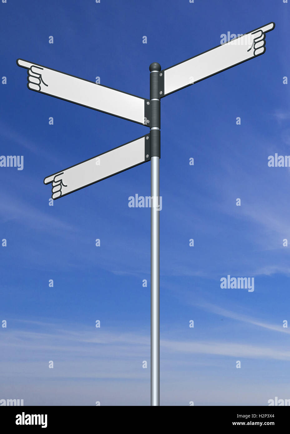 Blank signpost with clipping path 3D Stock Photo - Alamy