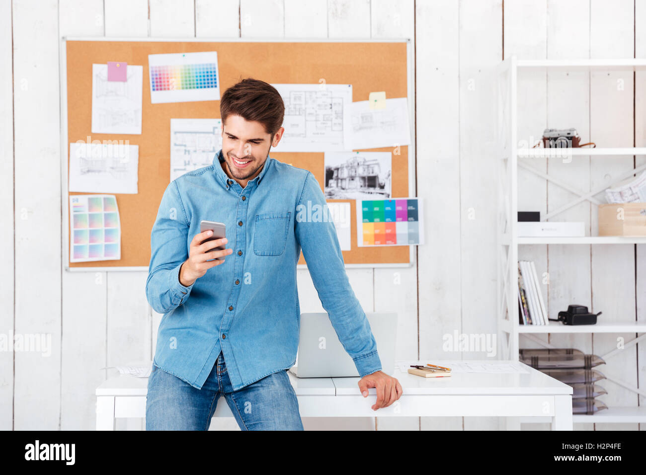 Portrait handsome man typing hi-res stock photography and images - Alamy