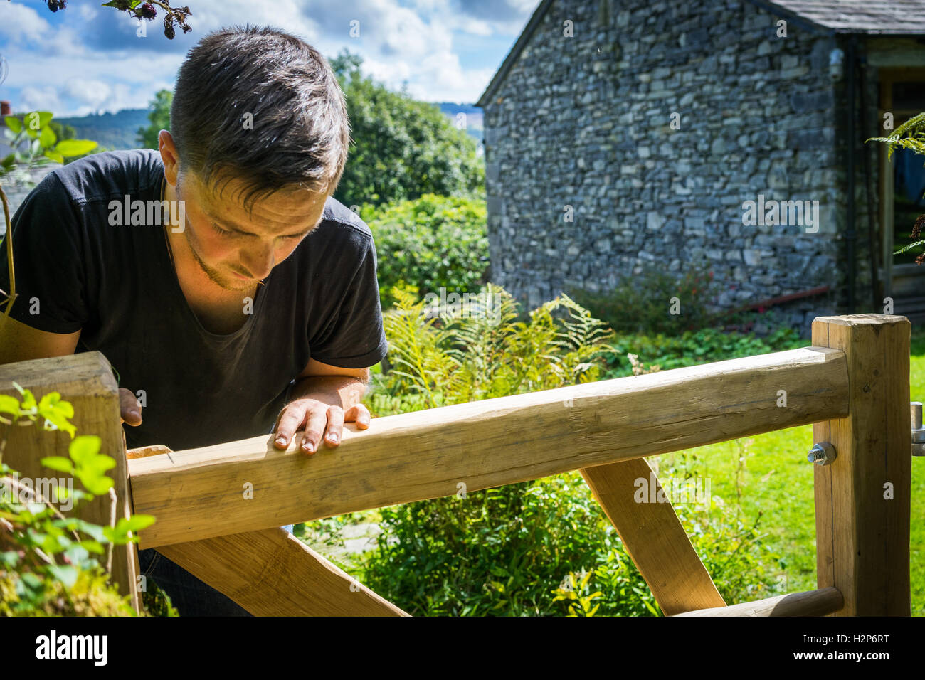 Checking gate installation Stock Photo - Alamy