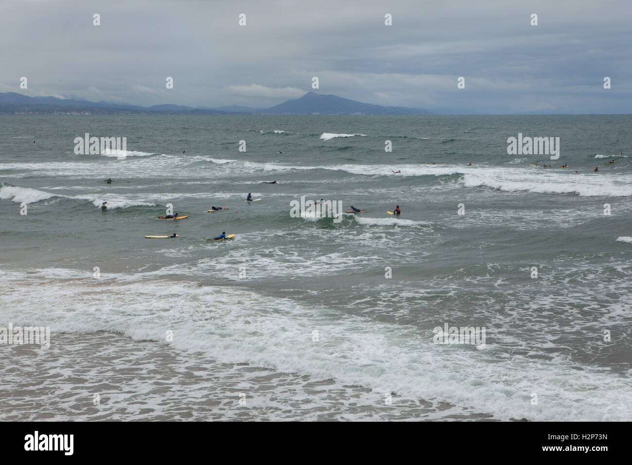Surfing in the Bay of Biscay in Biarritz, French Basque Country, France ...