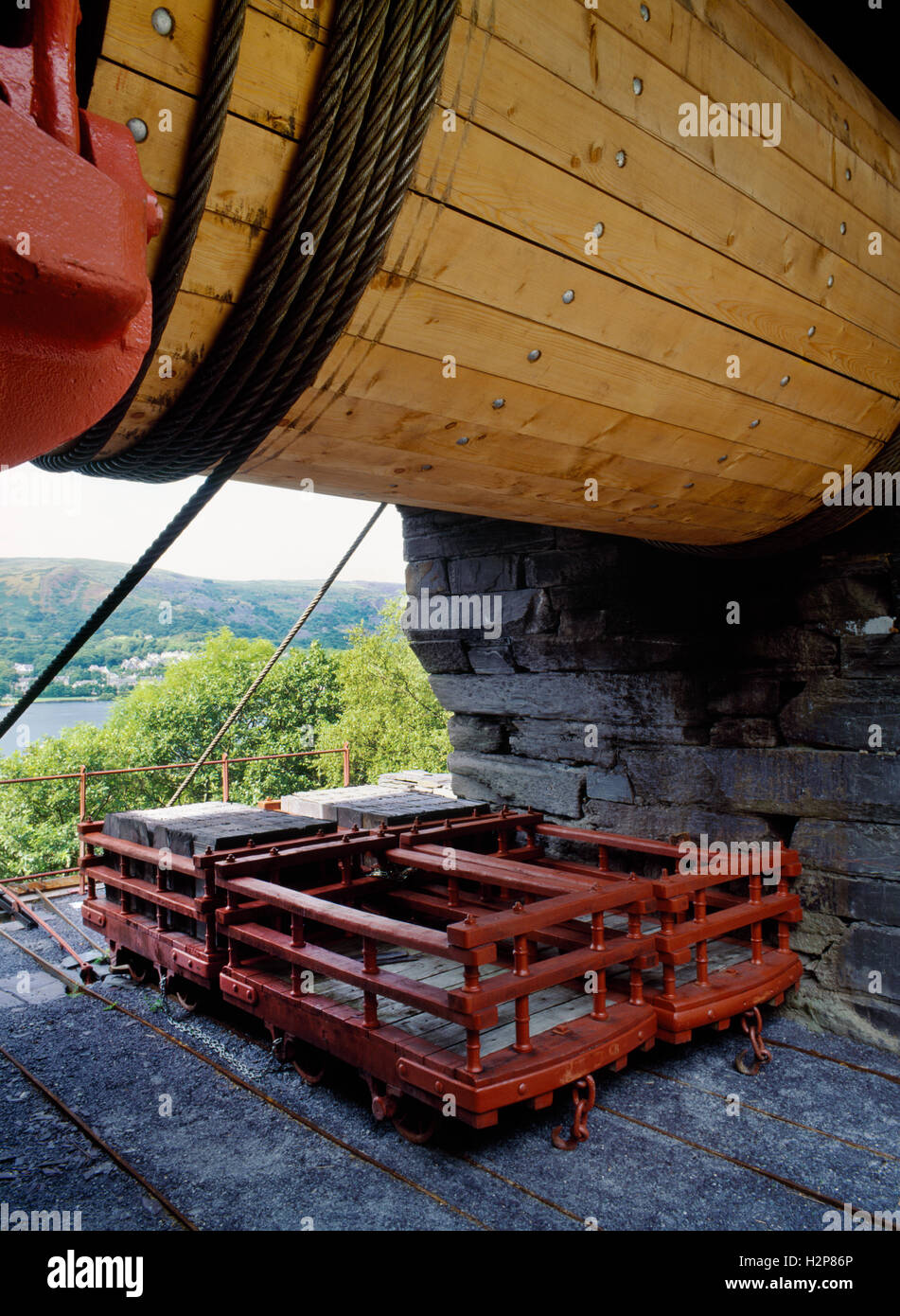 National Slate Museum, Llanberis, North Wales: slate wagon, cables ...