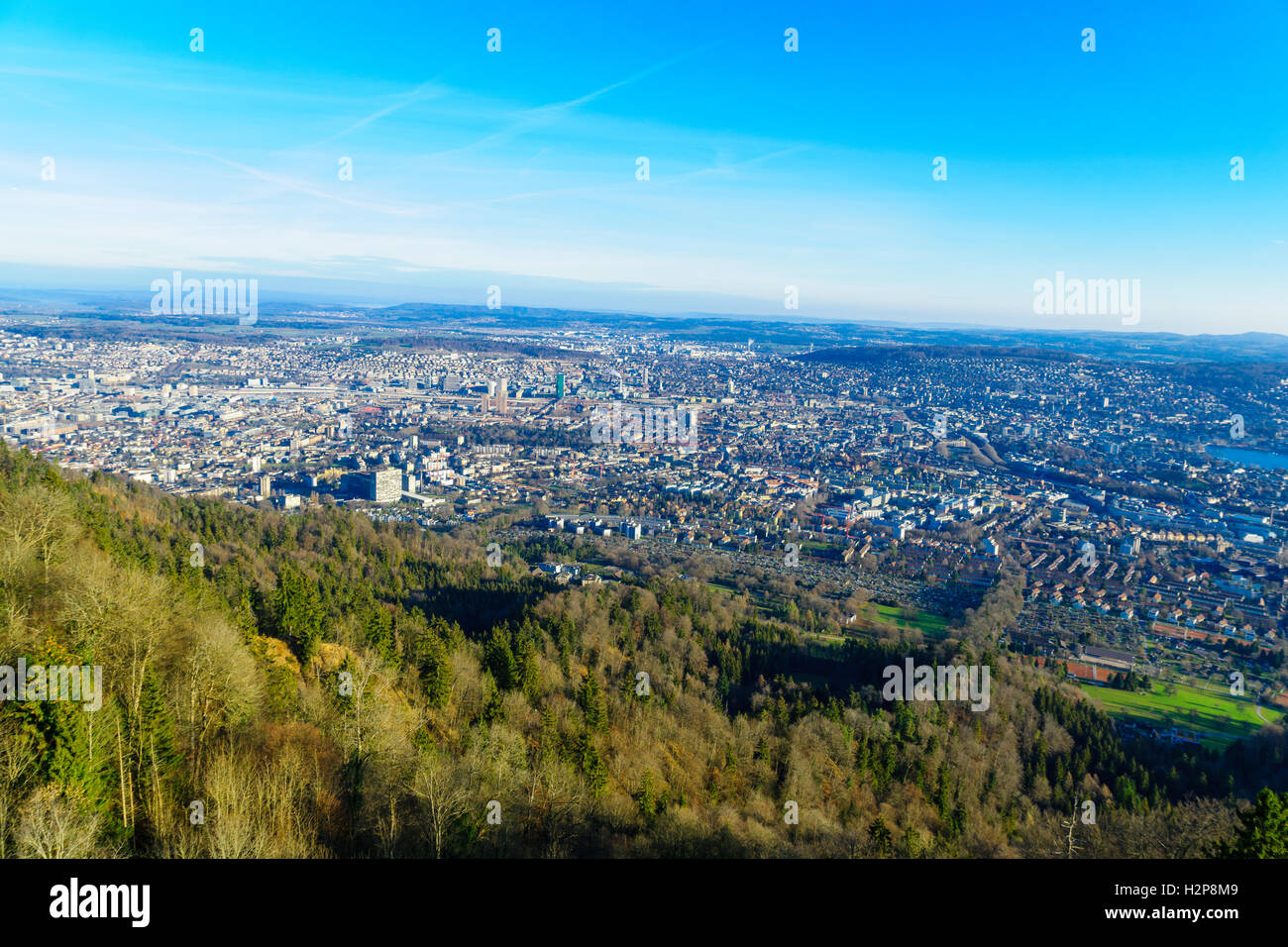 View of the city of Zurich from Uetliberg Mountain. Switzerland Stock ...