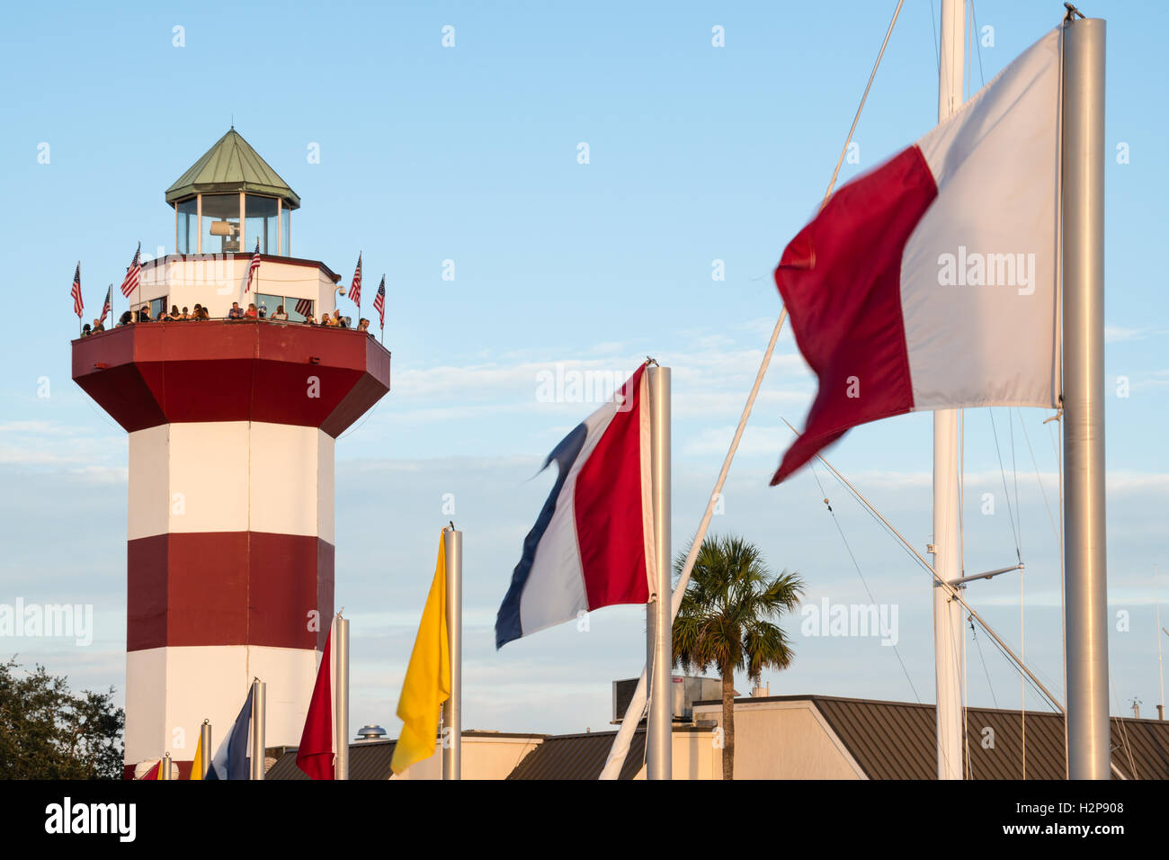 Flags Flying at Harbour Town Lighthouse in Sea Pines Resort on Hilton ...