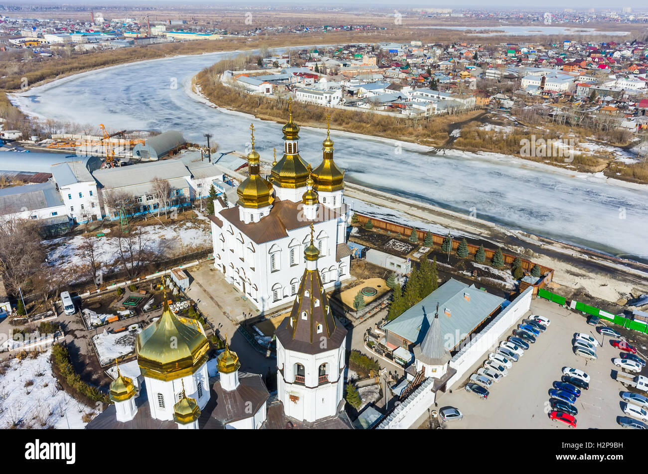 Aerial view on Holy Trinity Monastery. Tyumen Stock Photo - Alamy