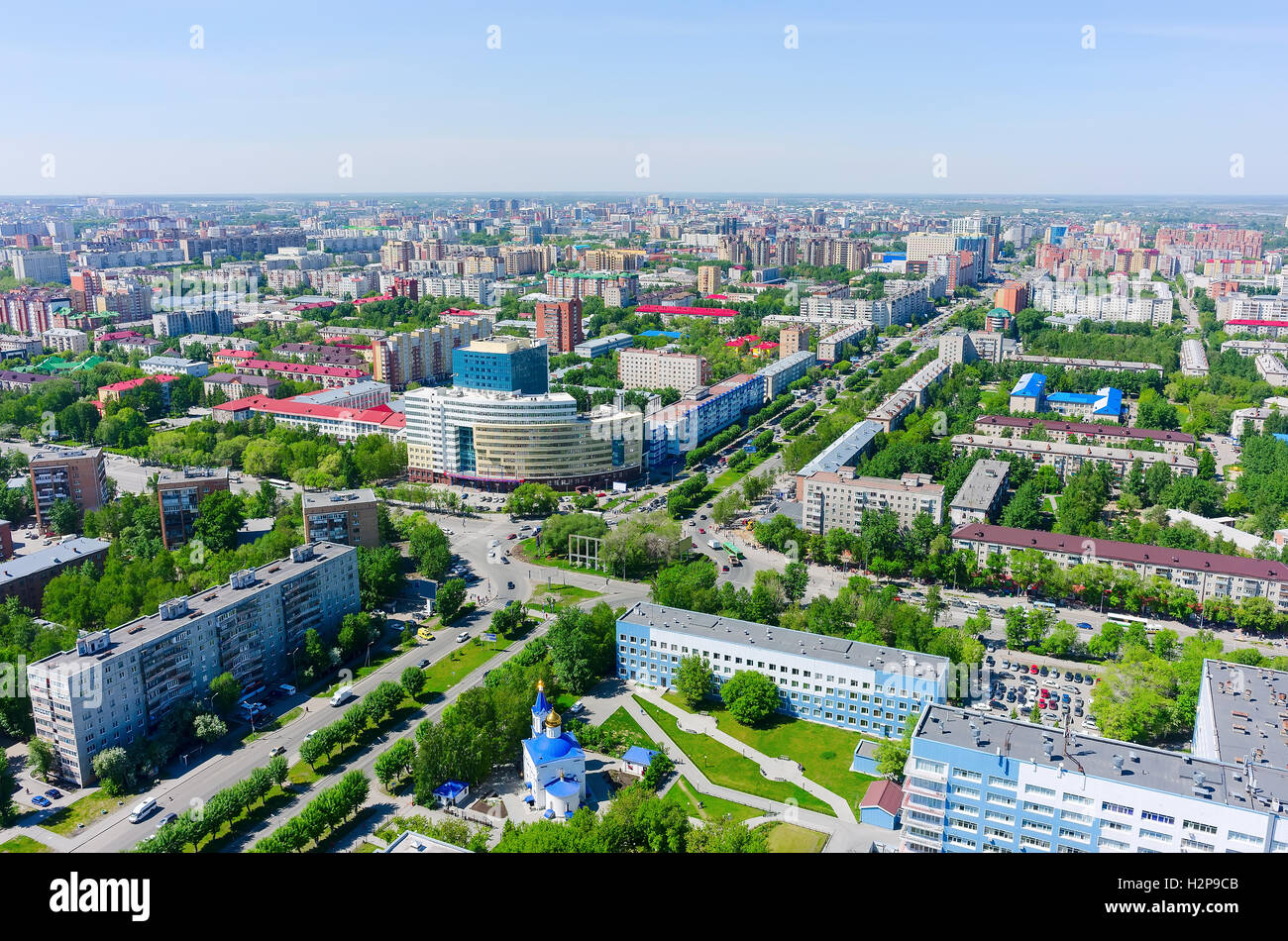 Aerial view onto univercity on crossroad. Tyumen. Russia Stock Photo ...