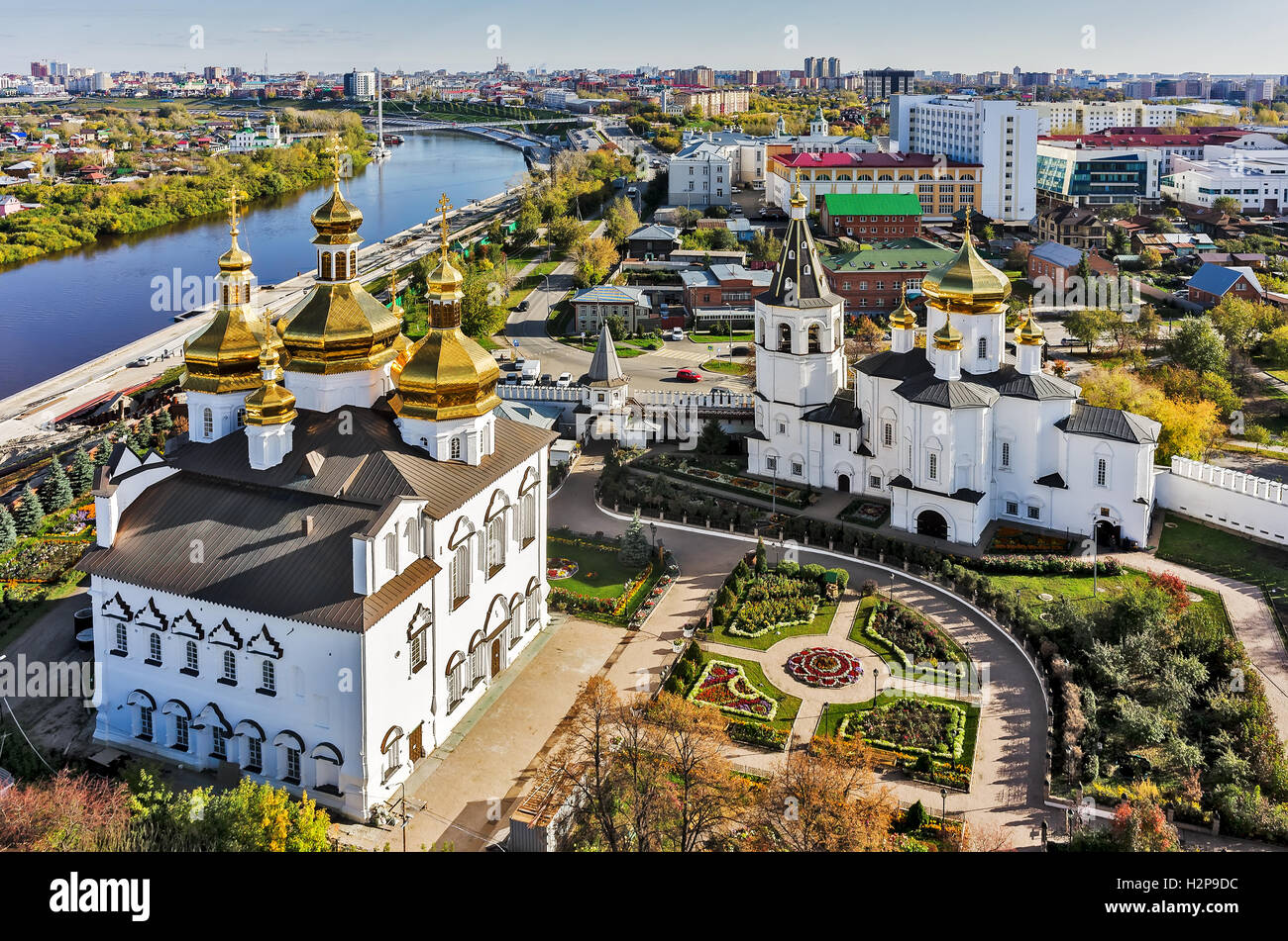 Aerial view on Holy Trinity Monastery. Tyumen Stock Photo - Alamy